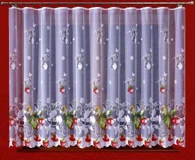 Záclona kusová malovaná W-Jahoda s řasící páskou ( mnoho rozměrů ) 2023, Rozměr š300xv150cm