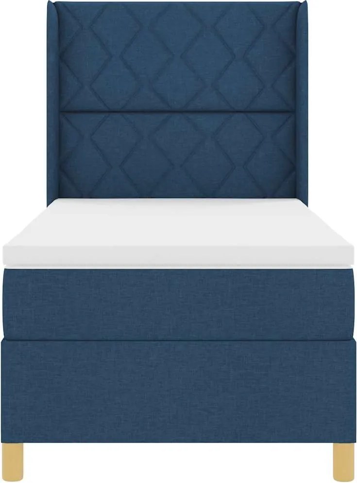 Postel s boxspringem s čelo Modrá 100 x 200 cm textil 3341888