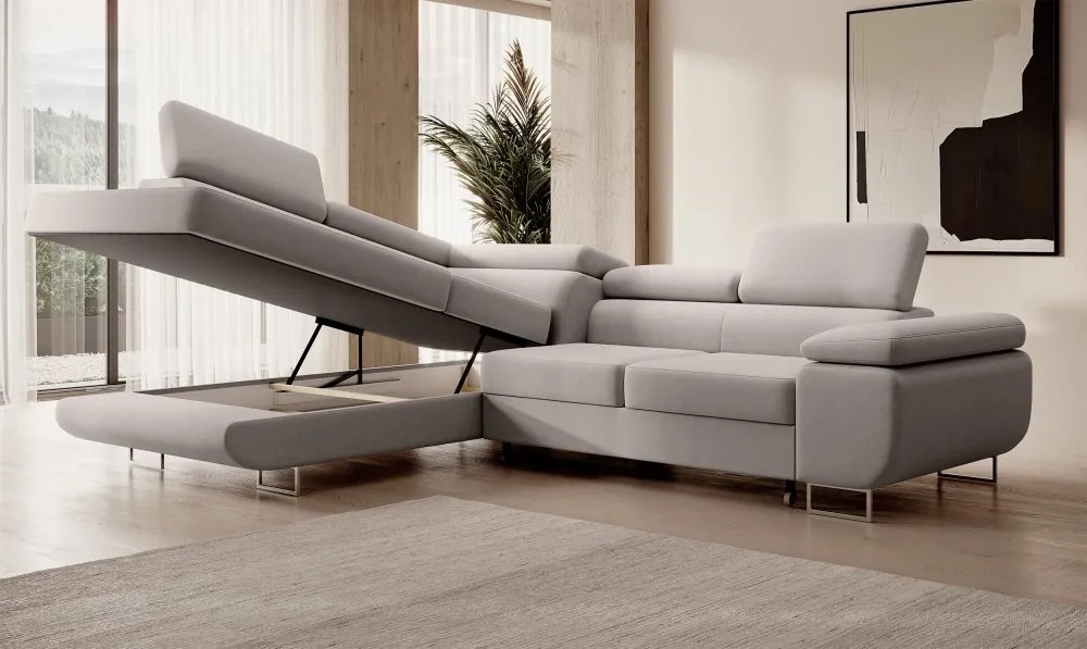 Rozkládací rohová sedačka STEVIA levý roh krémová