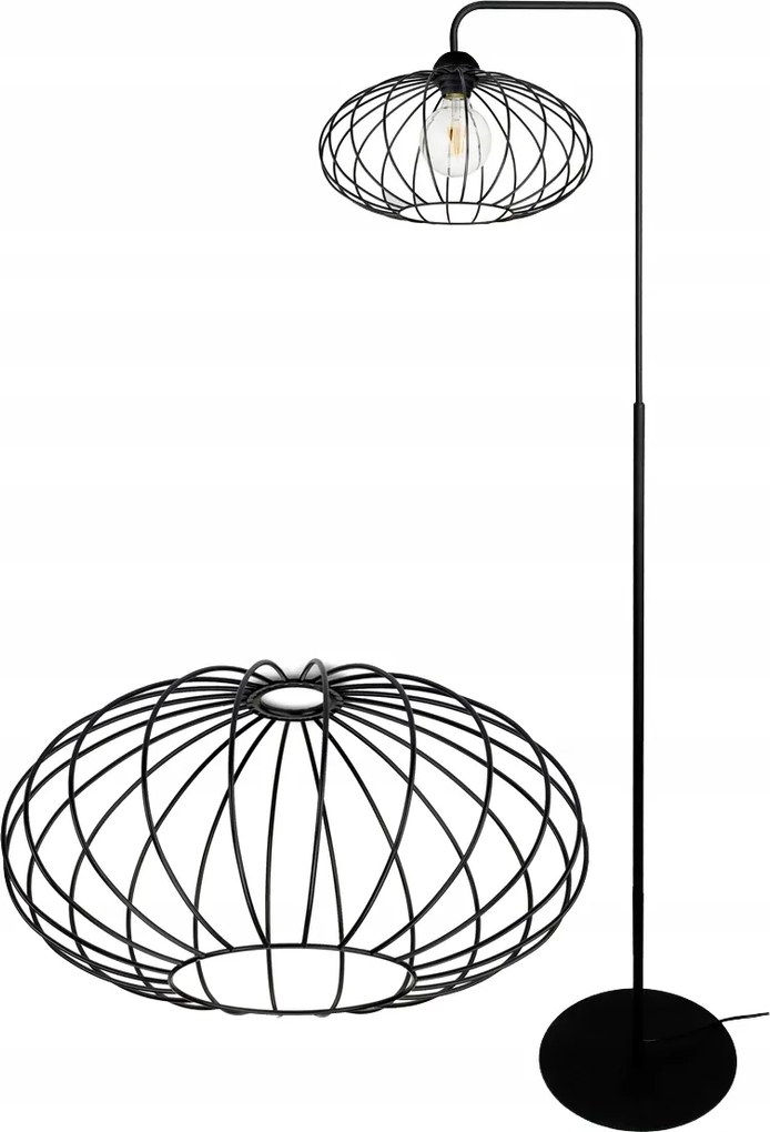 Stojací lampa loftová na led E27 pevná, ohýbaná s krytem, drát 150 cm
