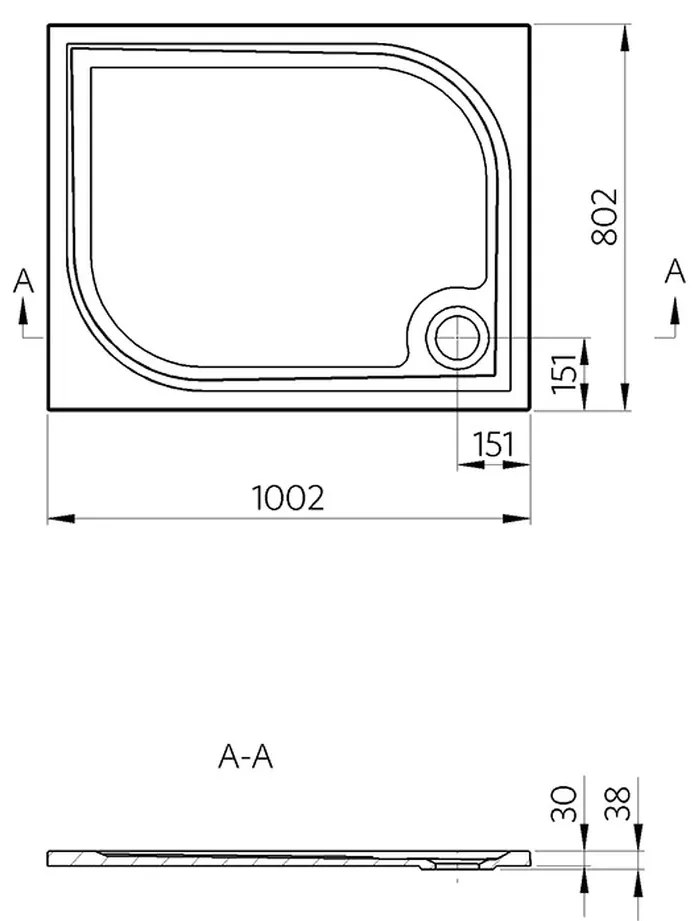 Vima 121 - Vanička s protiskluzem, litý mramor, 100x80cm