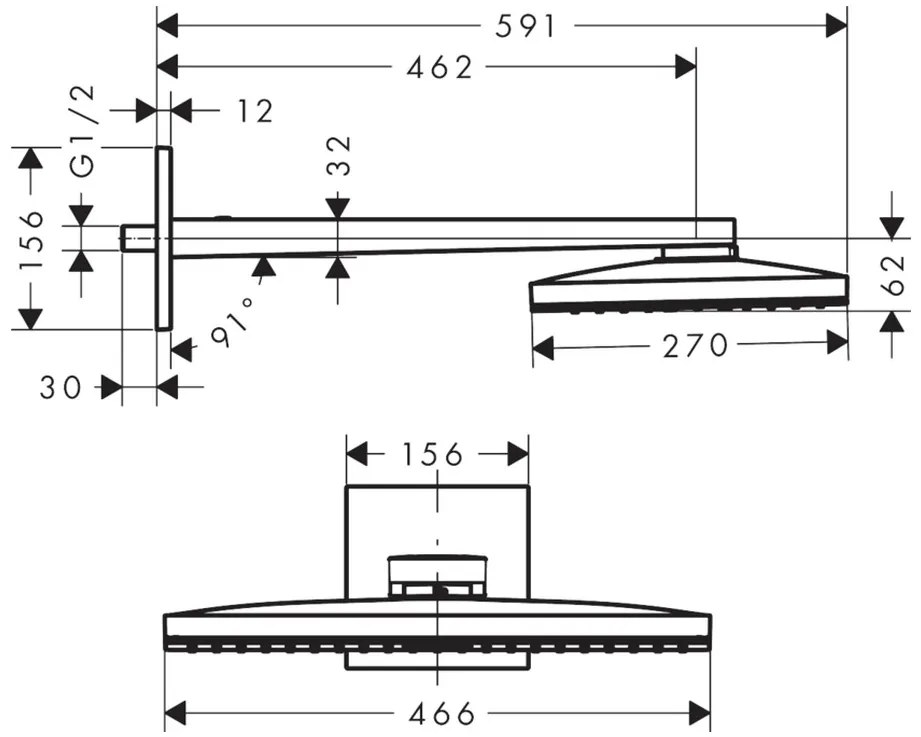 Axor Shower 460 1Jet - hlavová sprcha s přípojným ramenem, 35278000