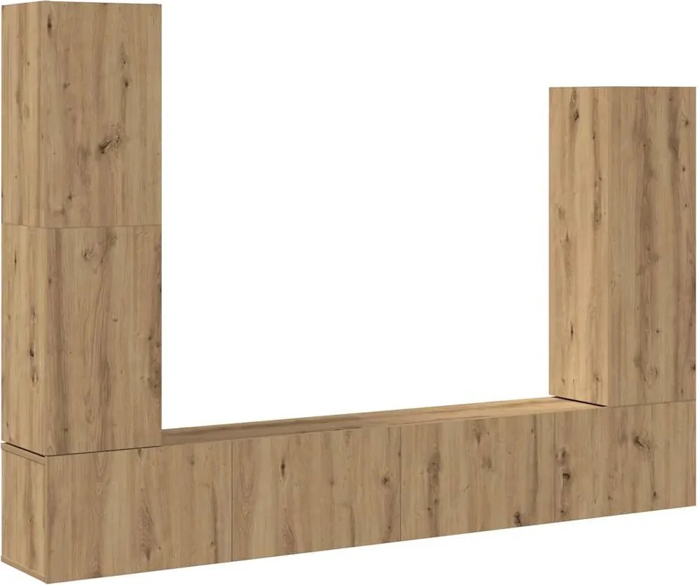 Sada 4 kusů nástěnné TV skříňka dub artisan kompozitní dřevo 3329218