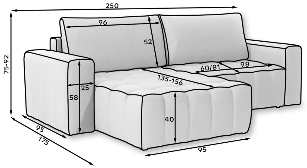 Eltap Rohová sedací souprava Bonett Materiál a barva potahu: Monolith 84 - šedá, Orientace: levá