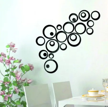 3D nálepky a samolepky, zrcadlové, barevné, dekorační nálepky, SV000004B - BLACK