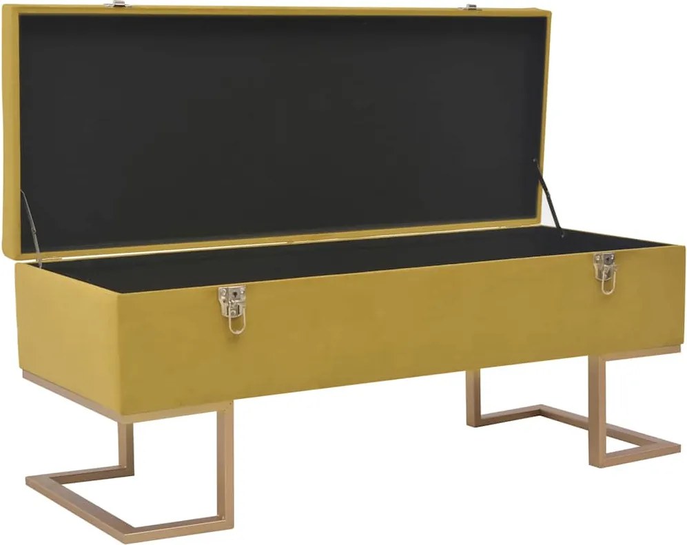 Lavice s úložným prostorem 105 cm hořčicová samet 247571
