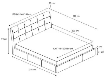 Čalouněná postel ADLO rozměr 160x200 cm Světle šedá