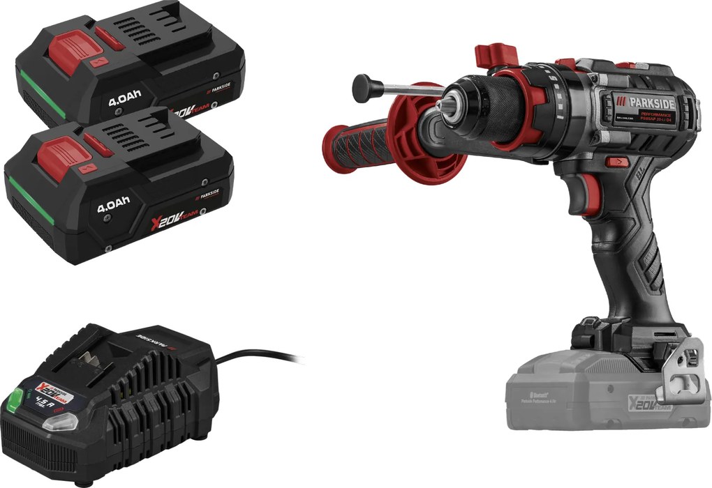 Parkside Performance® Aku příklepová vrtačka Psbsap 20 Li-D4, 2x Smart 4 Ah
