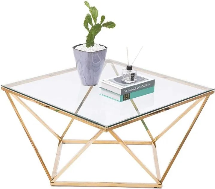 Tutumi Tutumi, skleněný konferenční stolek Glamour 80x80x45 CS-14G, zlatá, KRZ-06585