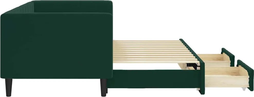 Válenda s přistýlkou a zásuvkami tmavě zelená 80 x 200 cm samet 3196734