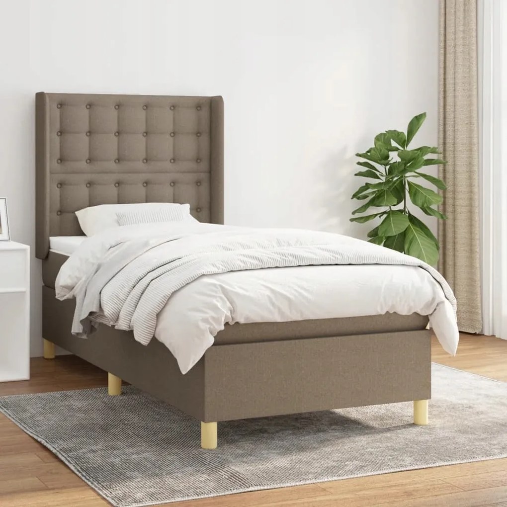 Box Spring Postel S Matrací Textil Taupe tlačítka 80 x 200 cm