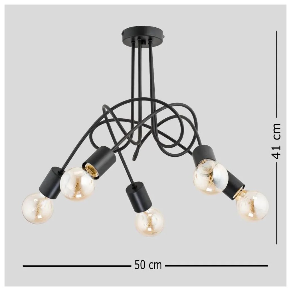 A.F.L. Designové pětiramenné závěsné osvětlení BECKY, 5xE27, 60W, černé 23175