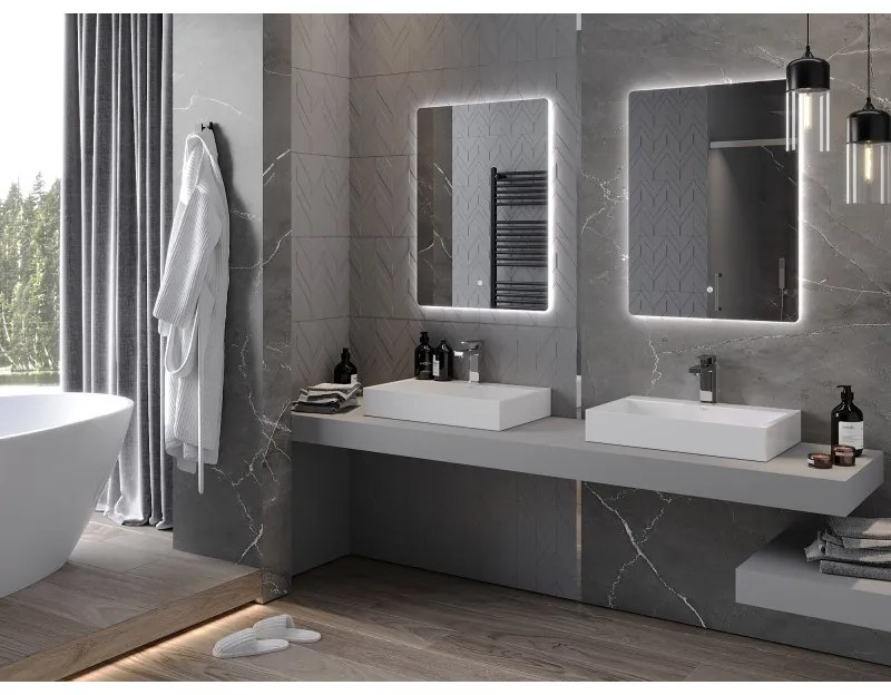 Mexen Sun, LED koupelnové zrcadlo s podsvícením 60x80 cm, 6000K, ochrana proti zamlžování, 9807-060-080-611-00
