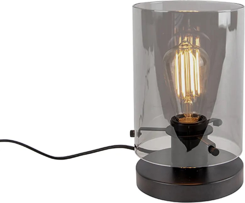 Designová stolní lampa černá s kouřovým sklem - Dome Biano.cz