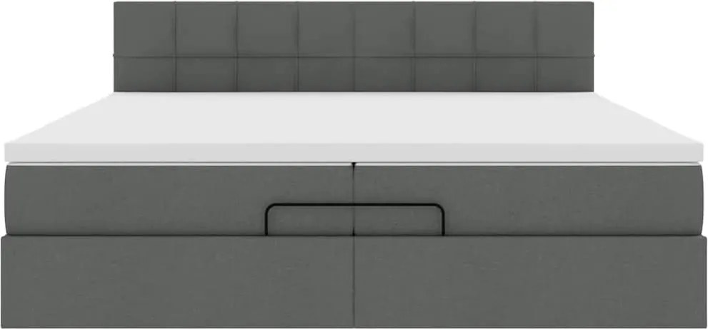 Osmanský rám postele s matrací tmavě šedá 200x200 cm textil 3311485