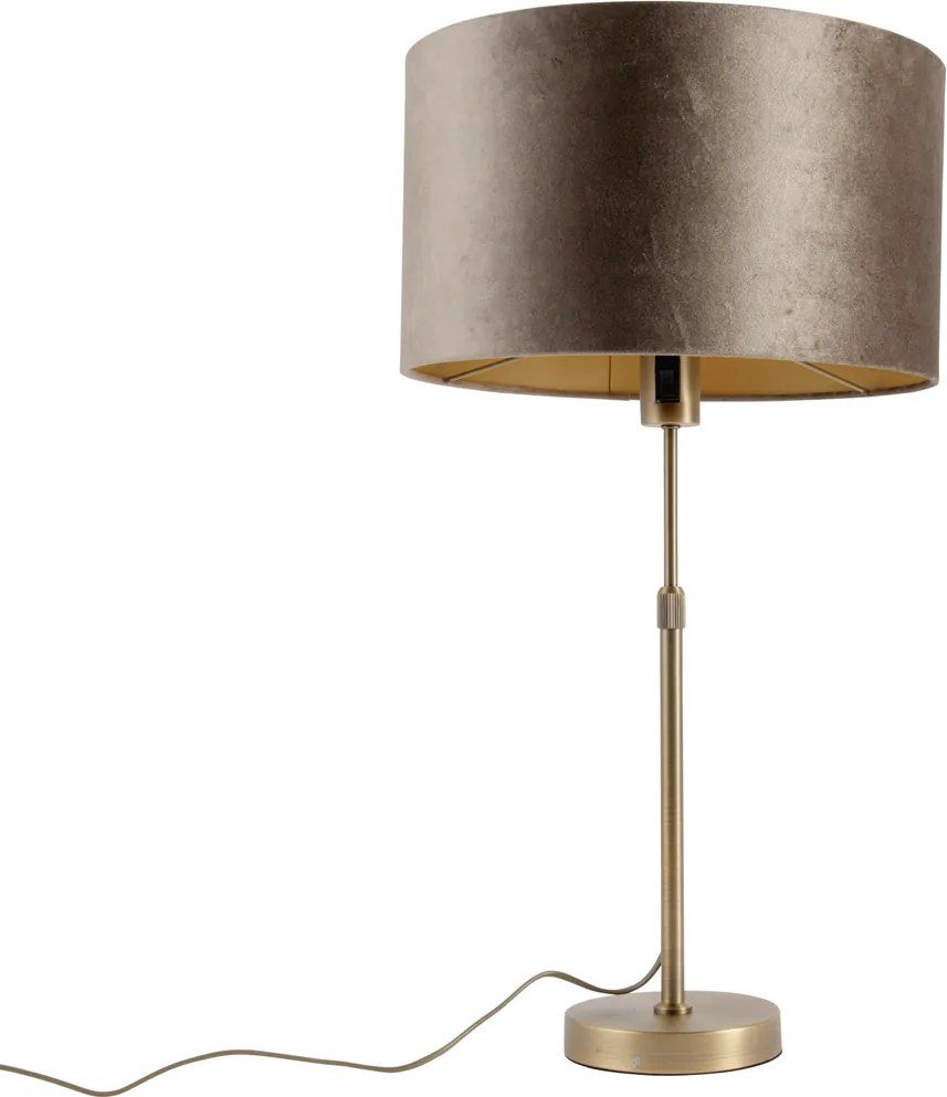 Stolní lampa bronzová se sametovým stínidlem hnědá 35cm - Parte Biano.cz