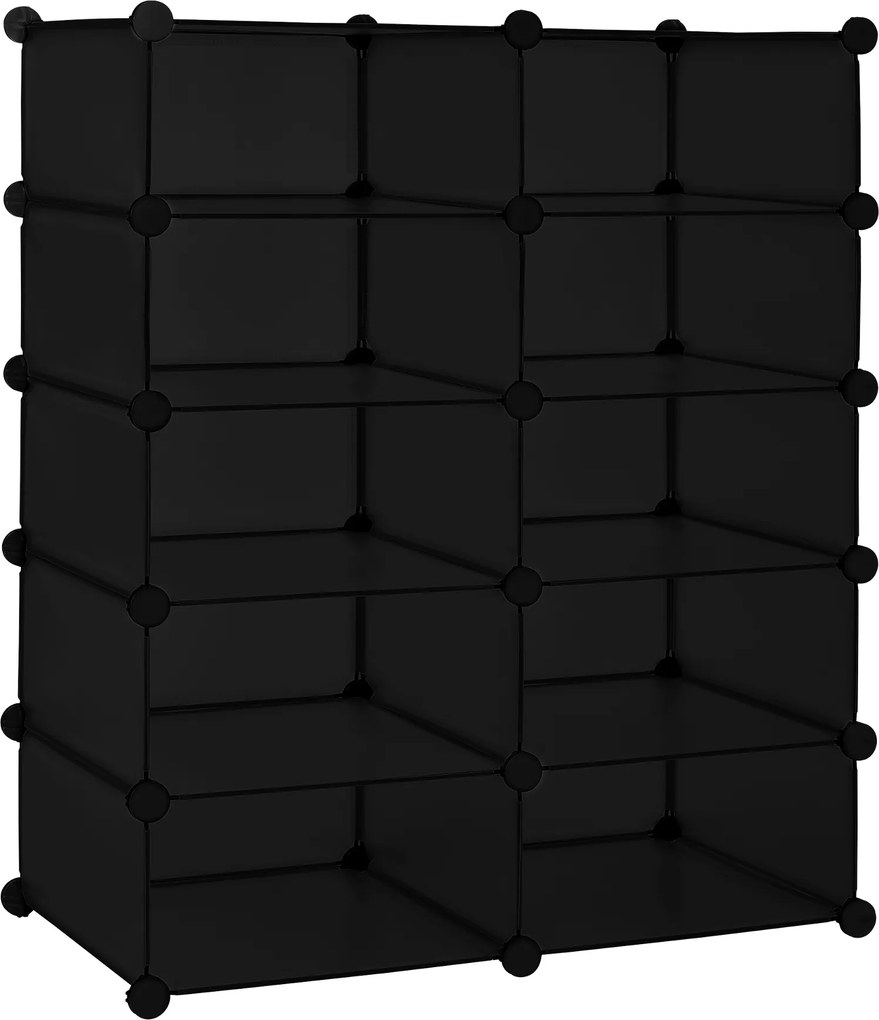 [neu.haus]® Police se skříňkami - černá - DIY variabilní systém - model 2