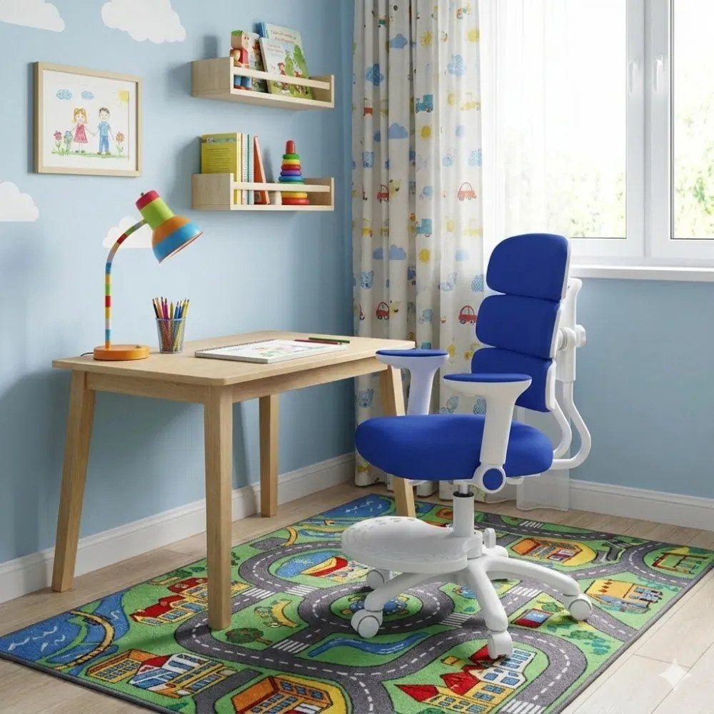Dětská rostoucí židle Neoseat KIDDY THREE — látka, pratelný potah, tmavě modrá
