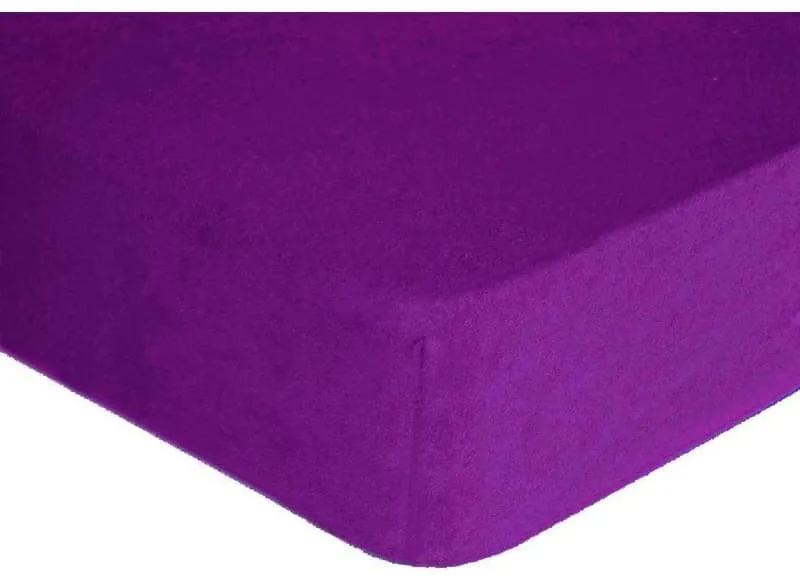 DekorTextil Napínací prostěradlo FROTÉ Premium tmavě fialové ROZMĚR: (š/d/v) 100 x 220 x 20 cm