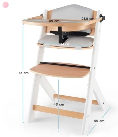 KINDERKRAFT - Dětská jídelní židle ENOCK s polstrováním šedá/bílá