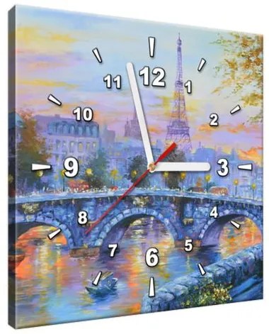 Tištěný obraz s hodinami Na mostě v Paříži 30x30cm ZP3536A_1AI