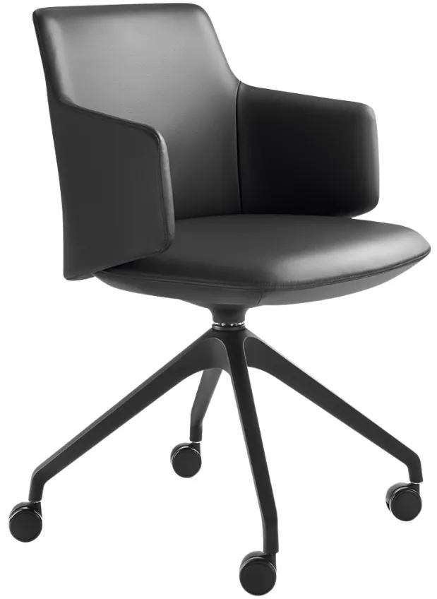 OnaDnes -20% LD Seating ® Tmavě šedá kožená konferenční židle MELODY MEETING 360-F75