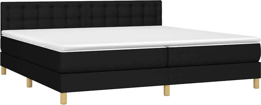 Box spring postel s matrací a LED černá 200x200 cm textil 3134063