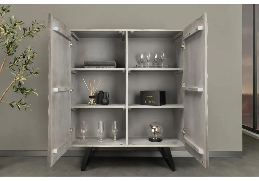 Massive home | Vysoká komoda HURRICANE 120cm 3D akátové dřevo