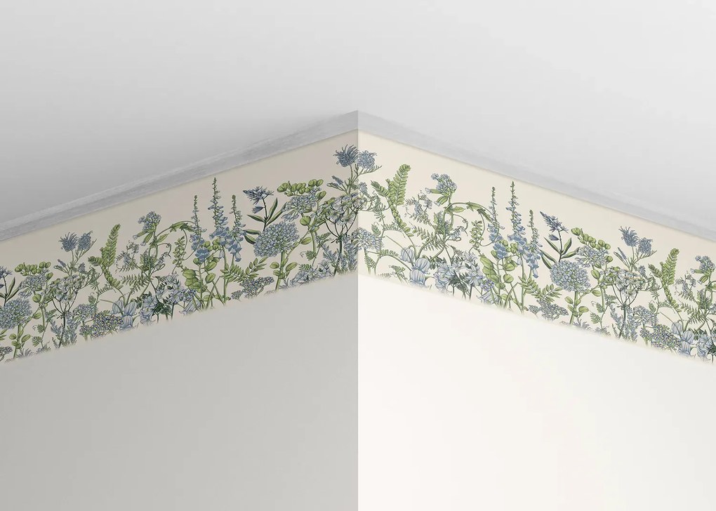 Samolepící bordura na zeď Květy Vikve na Béžové | 5 m x 13.8 cm | DWB8529