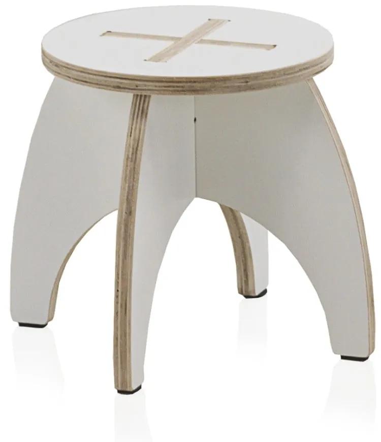 Bílá dětská stolička z překližky Geese Piper, ⌀ 30 cm