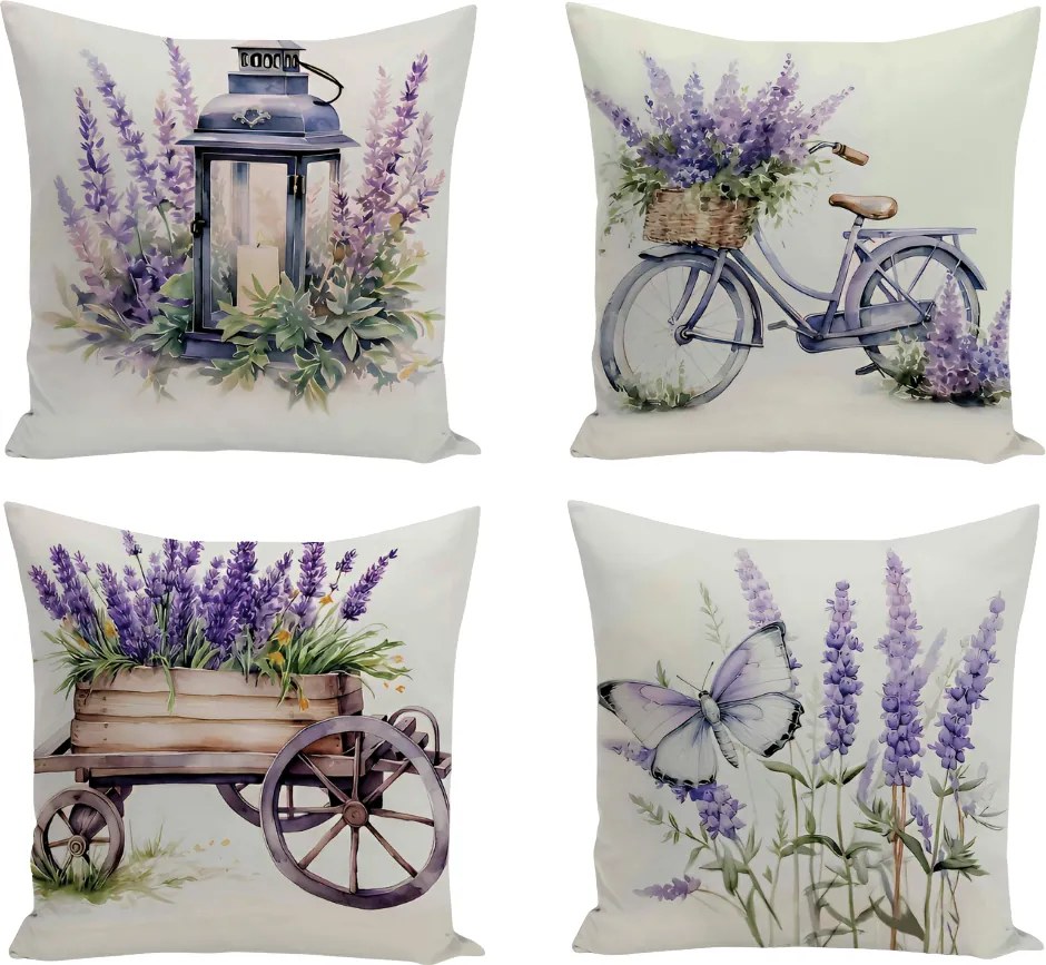 XPOSE® Set povlaků na polštář LAVENDER (digitální tisk) 43x43 cm - set 4 ks