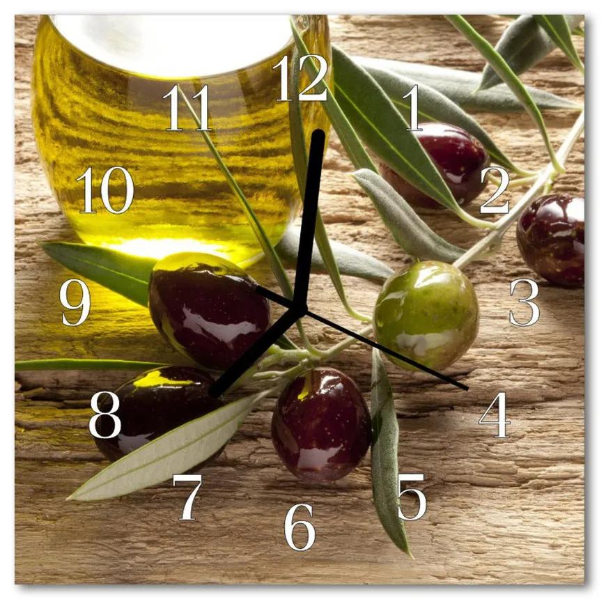 Skleněné hodiny čtvercové Olivový olej