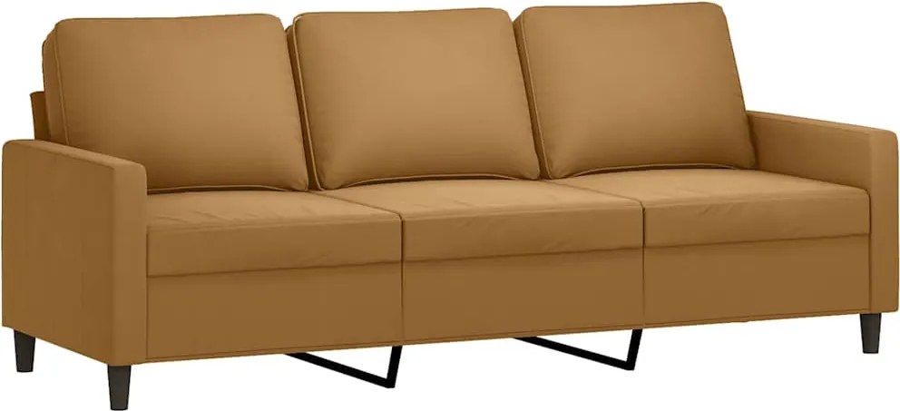 3místná pohovka s podnožkou hnědá 180 cm samet 3201062