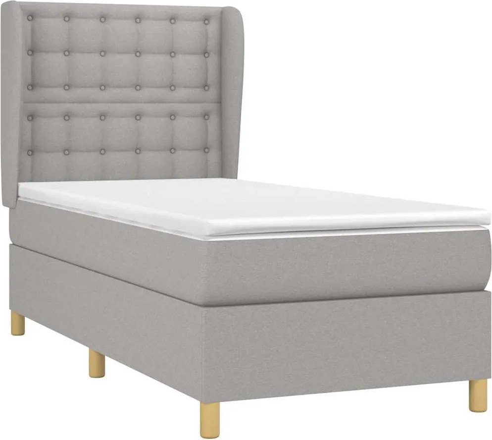 Box spring postel s matrací světle šedá 90x190 cm textil 3128805