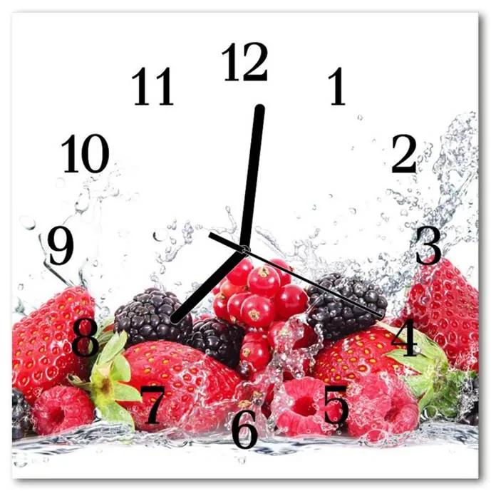 Nástěnné hodiny obrazové na skle - Ovoce ve vodě