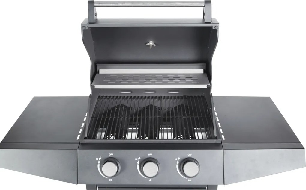 CH Zahradní plynový gril se 3 hořáky 8,1 kW - černá