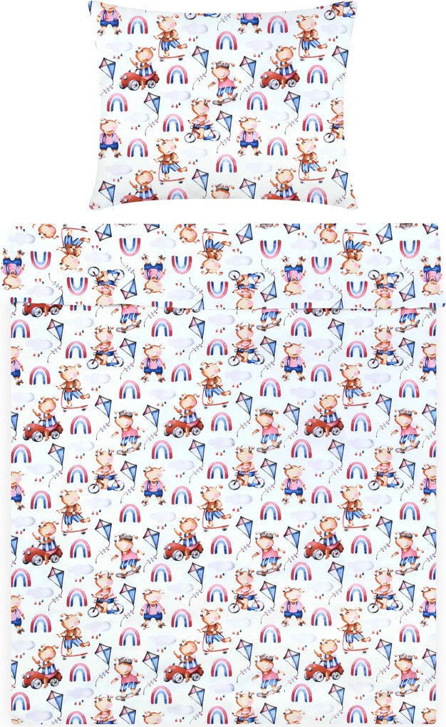 Bavlněné povlečení Pejsci s duhou Velikost: 140 x 200 + 70 x 90