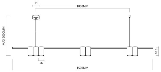 Lustr na lanku GENESIS 7xGU10/8W/230V černá