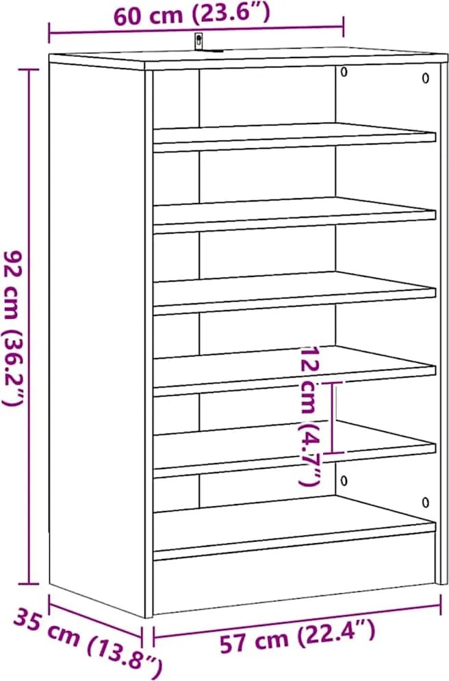 vidaXL Marketos Botník černý 60 x 35 x 92 cm kompozitní dřevo