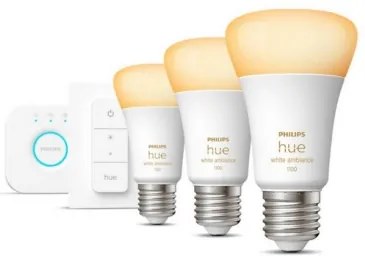 Propojovací zařízení Philips Hue BRIDGE a 3 ks LED žárovek E27 8W (75W) White Ambiance (2200-6500K) stmívatelné