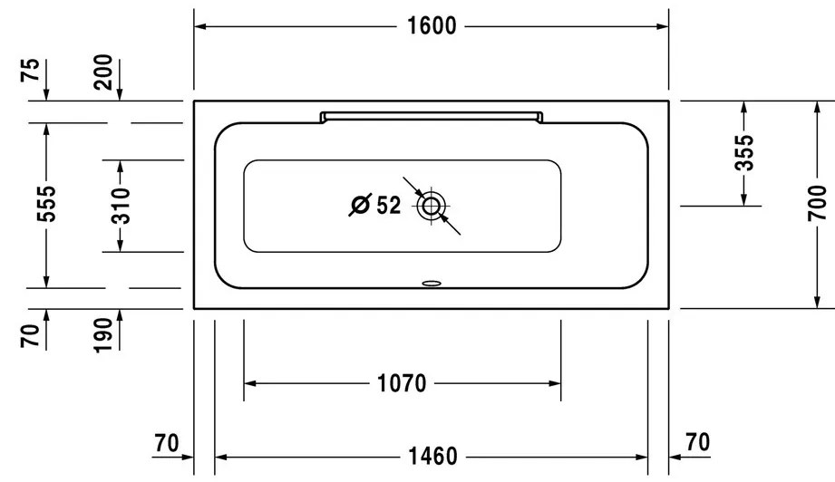 Duravit DuraStyle - vana, 160x70 cm, pravá 700293000000000