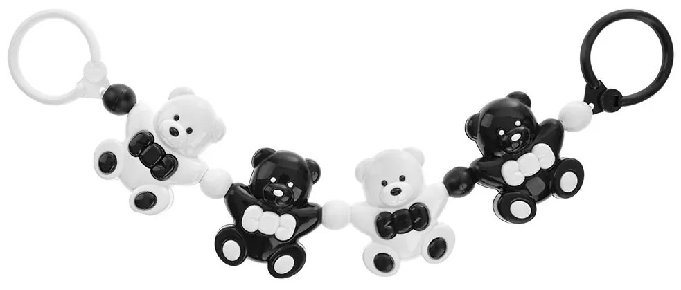 Dětské chrastítko do kočárku Akuku medvídci černobílí Bílá