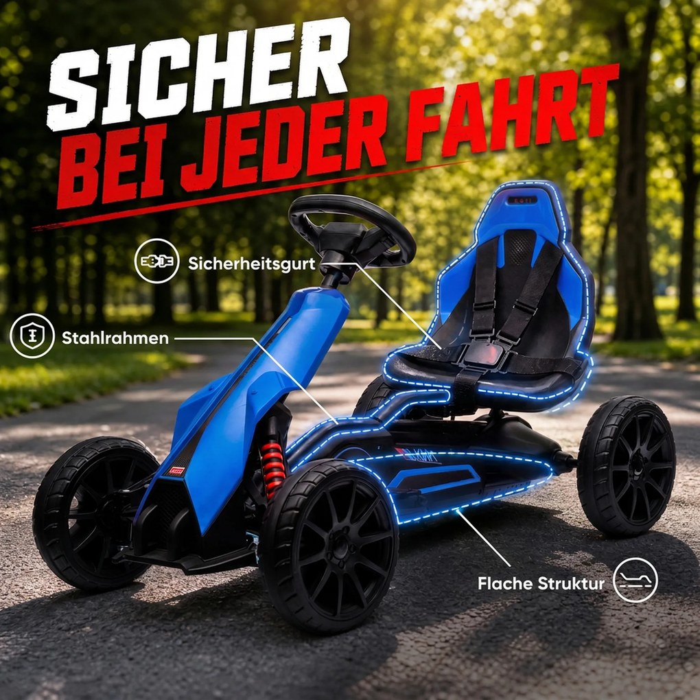 HOMCOM Elektrický Go-Kart pro Děti ve Věku 3-8 Let s 12V Baterií - Nastavitelná Rychlost 3-5 km/h a Bezpečnostní Pás - Nosnost 30 kg pro Venkovní Pou…
