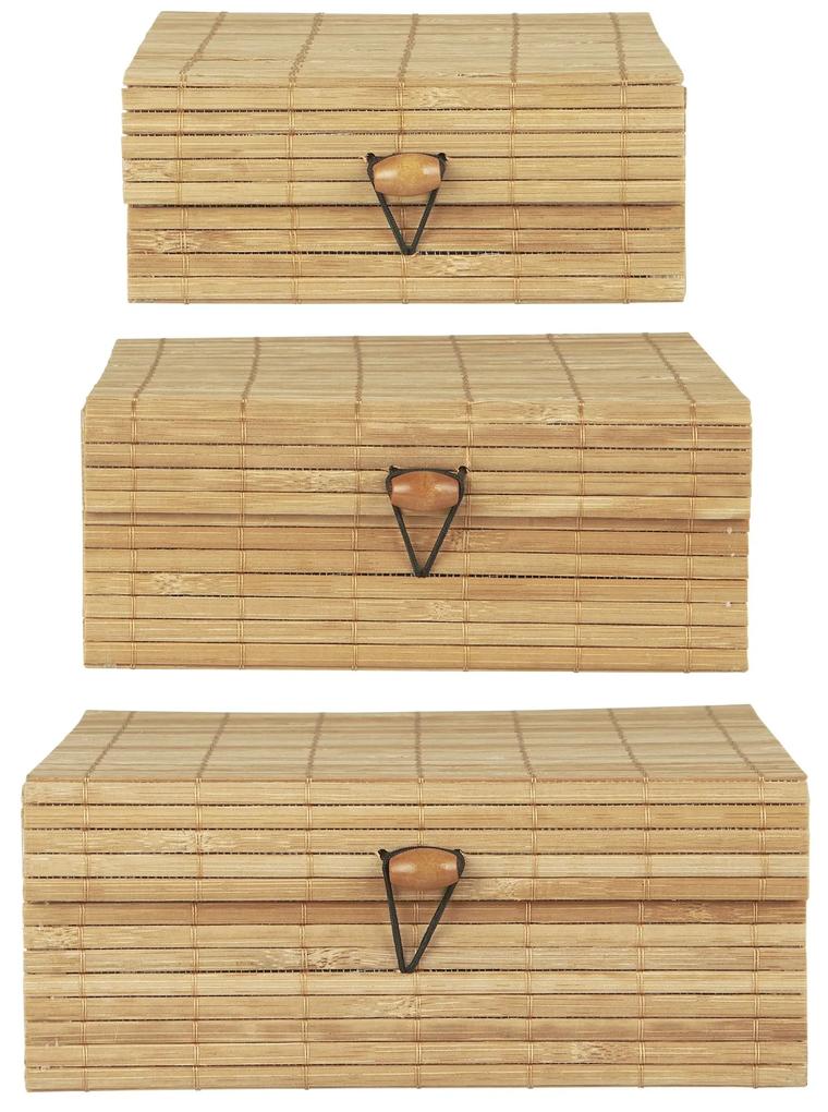 IB LAURSEN Bambusový úložný box – set 3 ks, přírodní barva