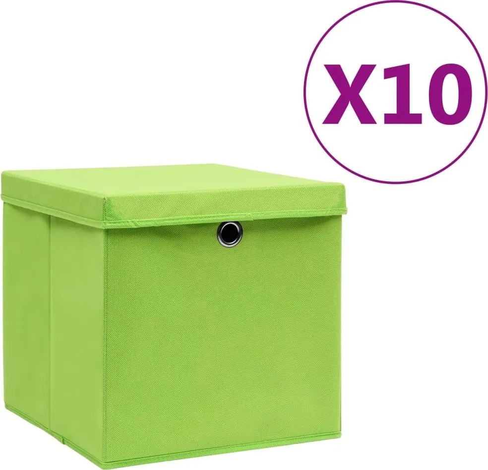 vidaXL Úložné boxy 10 ks netkaná textilie 28 x 28 x 28 cm [325218] Barva: bílá s víky