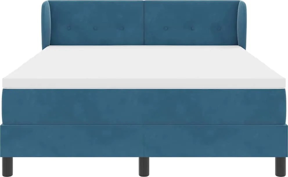 Postel s boxspringem s čelo Tmavě moddrá 140 x 200 cm samet 3340392