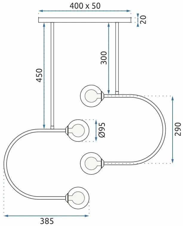 Toolight Skleněné koule závěsná lampa APP639-4CP zlatá