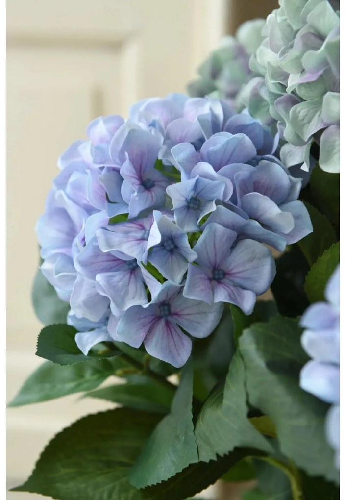 Umělá hortenzie HYDRANGEA v bílém květináči, výška 78 cm, modrá