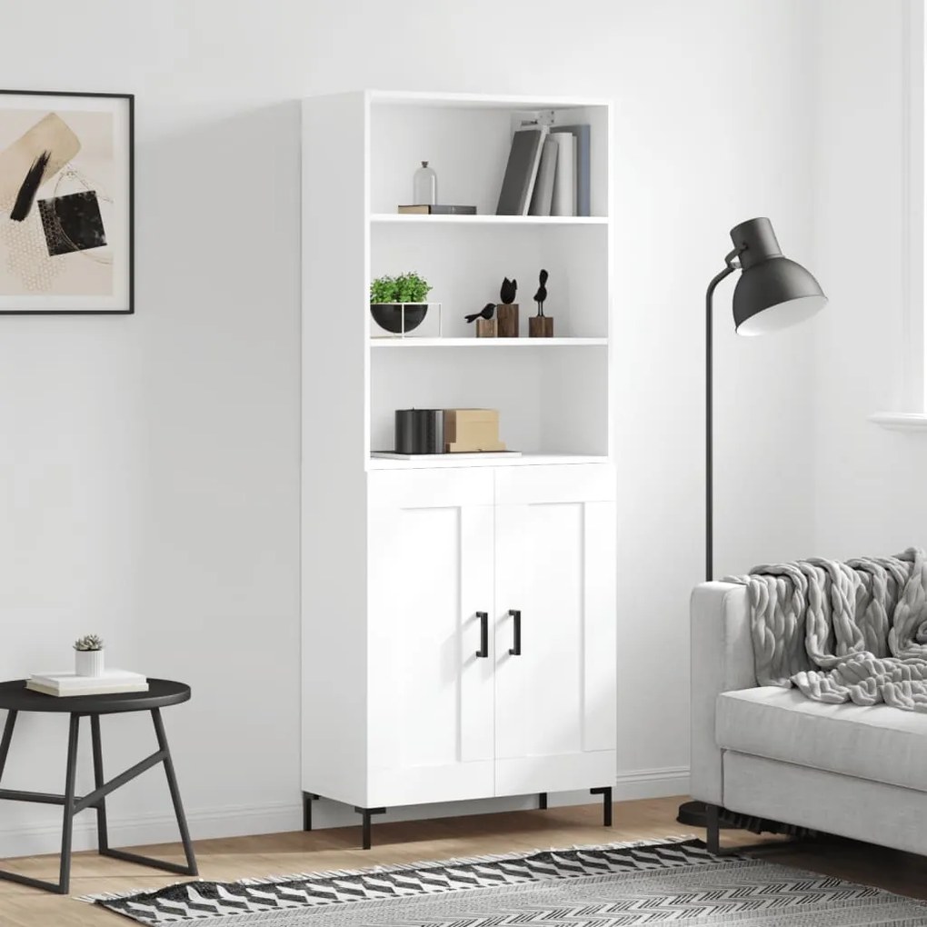 Skříň highboard bílá 69,5 x 34 x 180 cm kompozitní dřevo