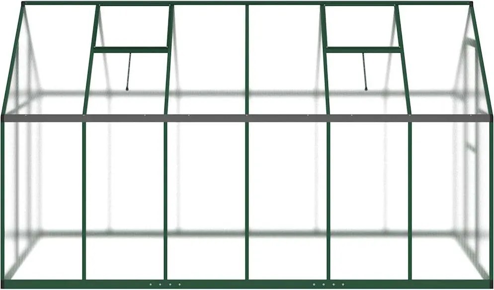 Skleník s podkladovým rámem zelený 334 x 169 x 195 cm hliník 3266327